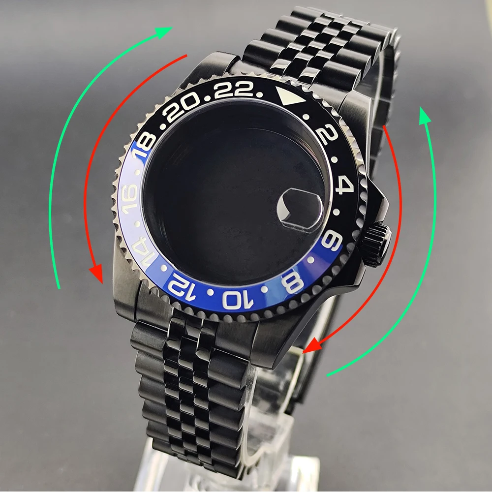 40.5mm sapphire glass GMT bidirectional rotating bezel nh35 case fit ...