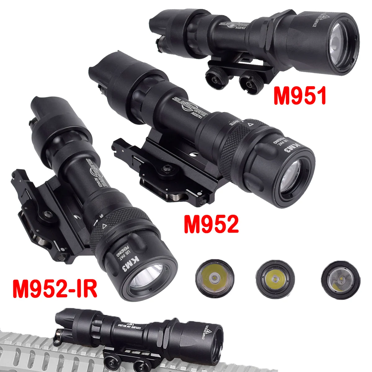 Tactical-Surefire-M951-M952-IR-LED-Powerful-Strobe-Metal-Flashlight-Scout-Light-Hunting-Weapon ...
