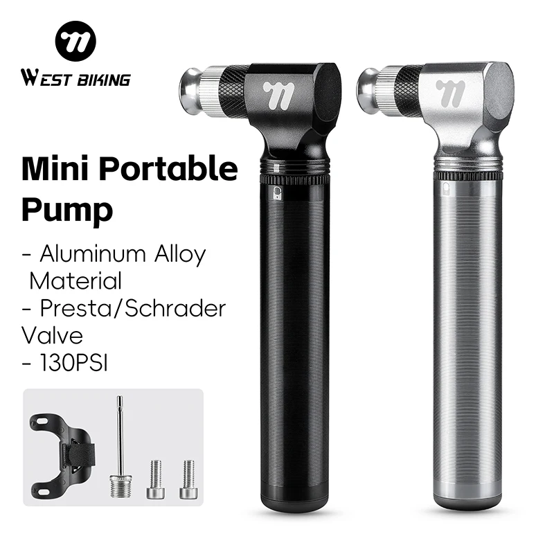 WEST BIKING Bicycle Mini Air Pump Lockable Aluminum Alloy CNC Portable ...