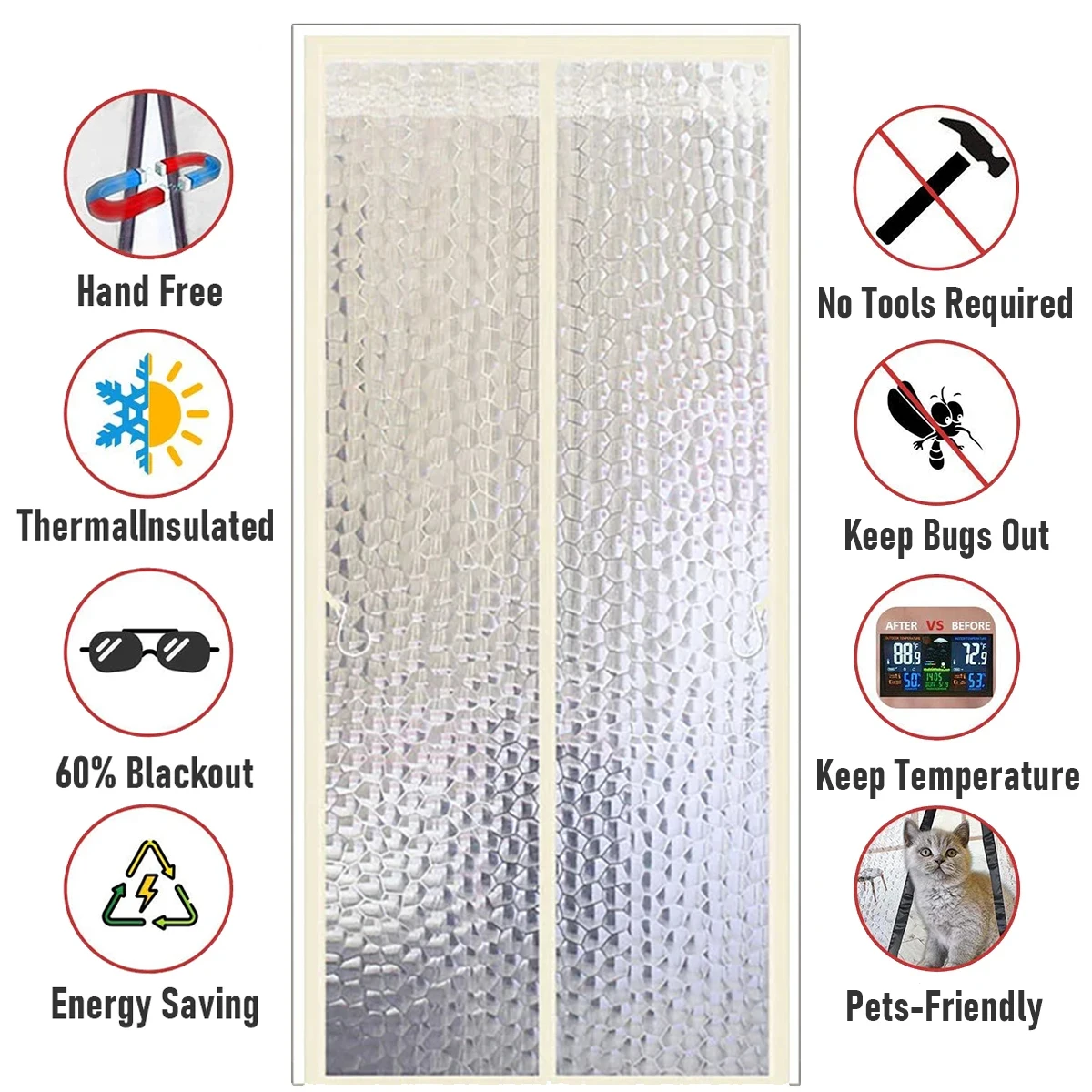 Magnetic-heat-insulation-door-curtain-mosquito-proof-and-silent-For-air ...