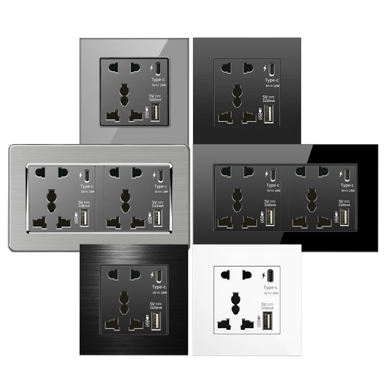 Universal-Intelligent-Quick-charge-USB-C-wall-dual-socket-Uk-18W-Type-c ...