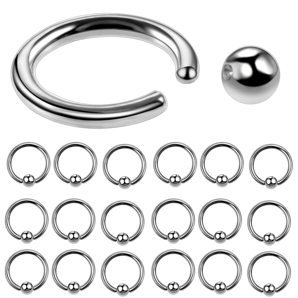 10PC Titanium Captive Bead Ring 20G 14G Ball Closure Ring Septum Piercing Nose Ring Women Ear ...