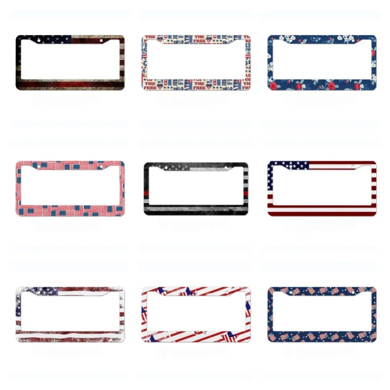 American Specifications License Plate Frame American Flag Pattern ...