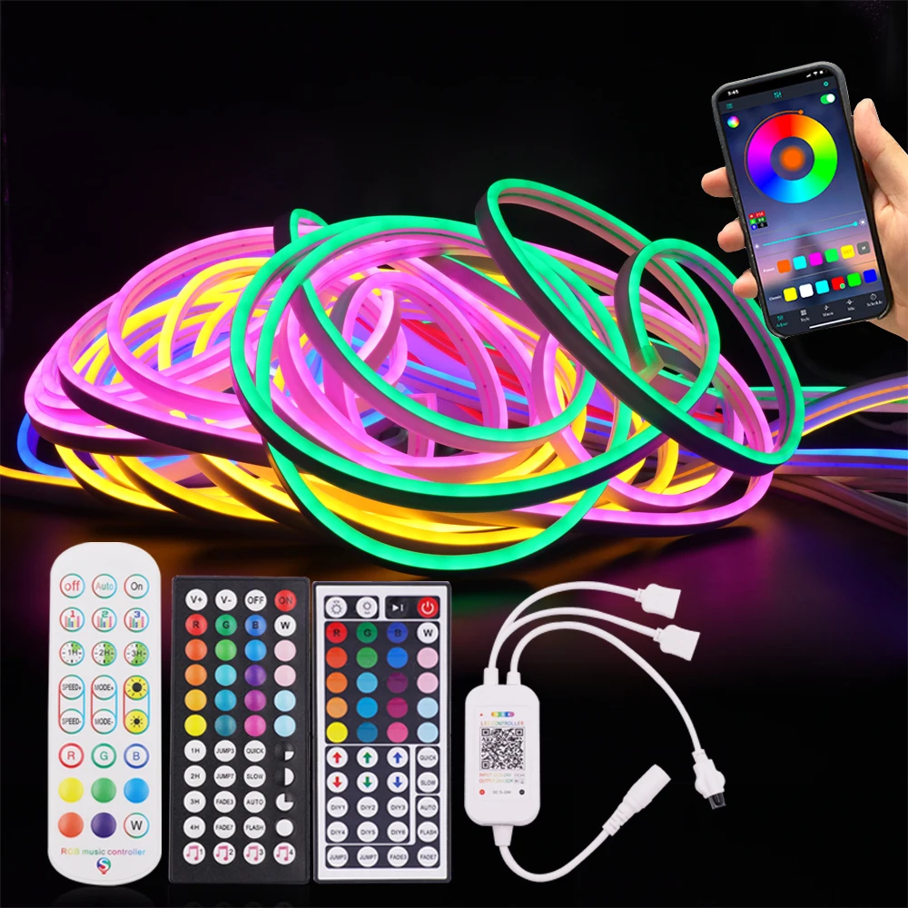 12V Rgb Led Neon Light Strip Flex 6X12Mm Tuya Wifi Bluetooth ...