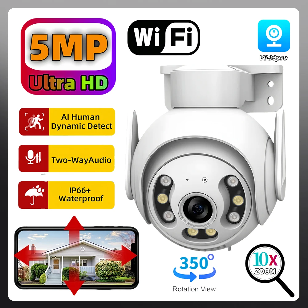 5MP-WIFI-Wireless-IP-Camera-Outdoor-PTZ-Camera-HD-Full-Color-Night ...