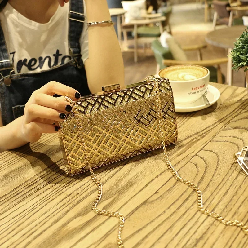 New-Women-s-Handheld-Bag-Hardware-Hollow-Small-Square-Bag-Dinner-Bag ...