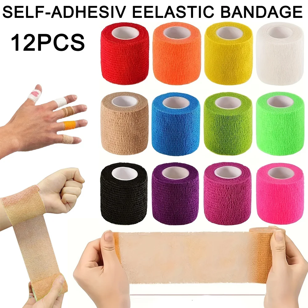12-Rolls-Athletic-Wrap-Tape-Self-Adhesive-Elastic-Bandage-Elastoplast ...