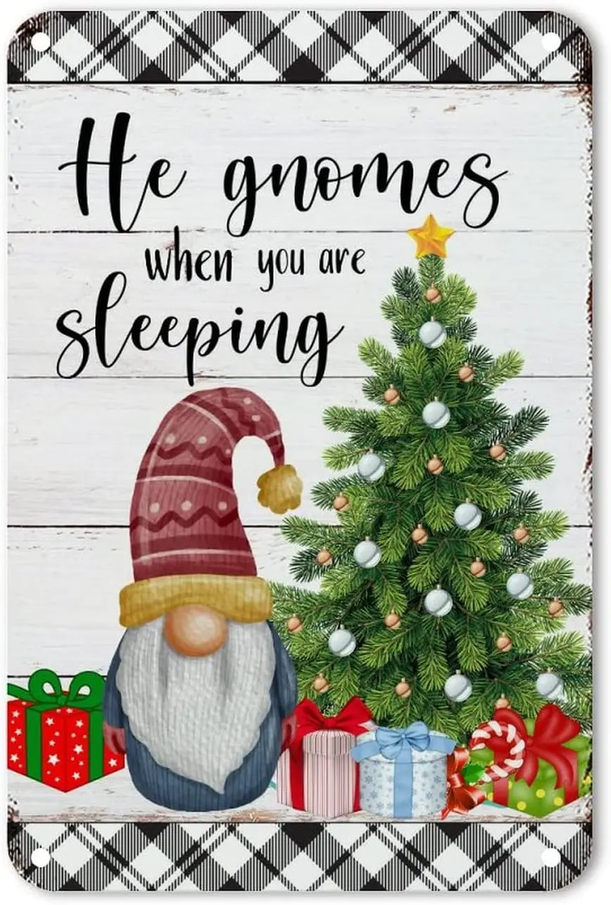 He-Gnomes-When-You-Are-Sleeping-Tin-Sign-Christmas-Candy-Gnome-Wall ...