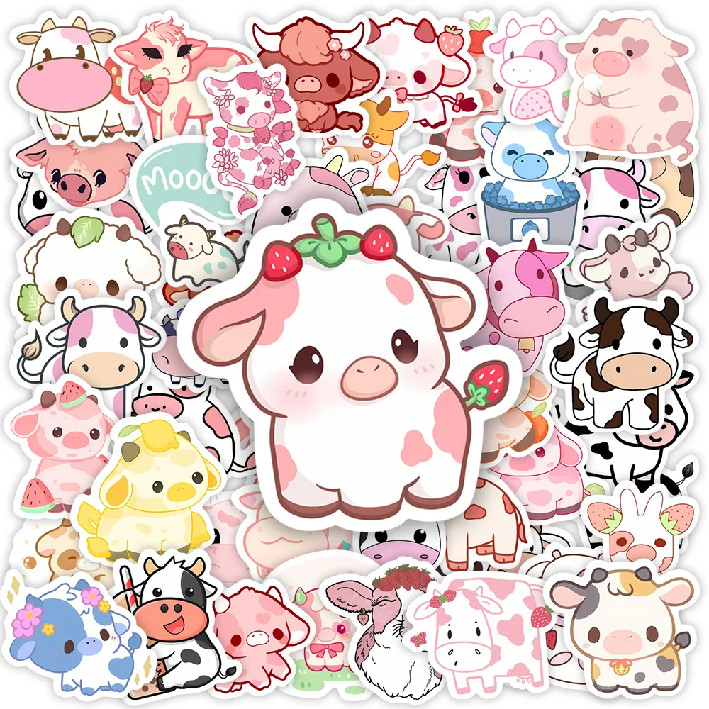 Kawaii-Cute-Cartoon-Pink-Cow-Stickers-DIY-Gift-Decorative-Graffiti ...