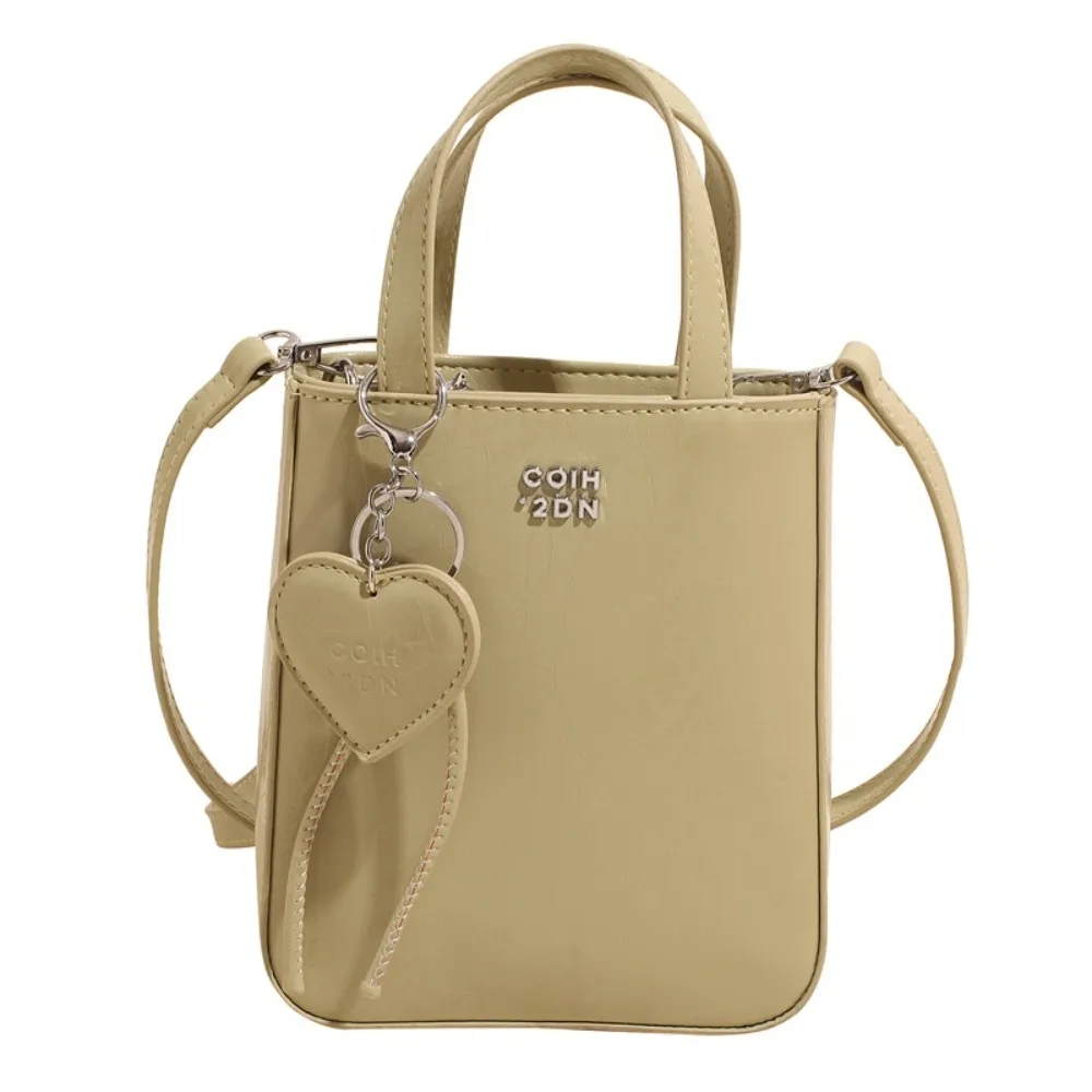 Trendy Pu Leather Shoulder Bag with Love Keychain Pendant Chic ...