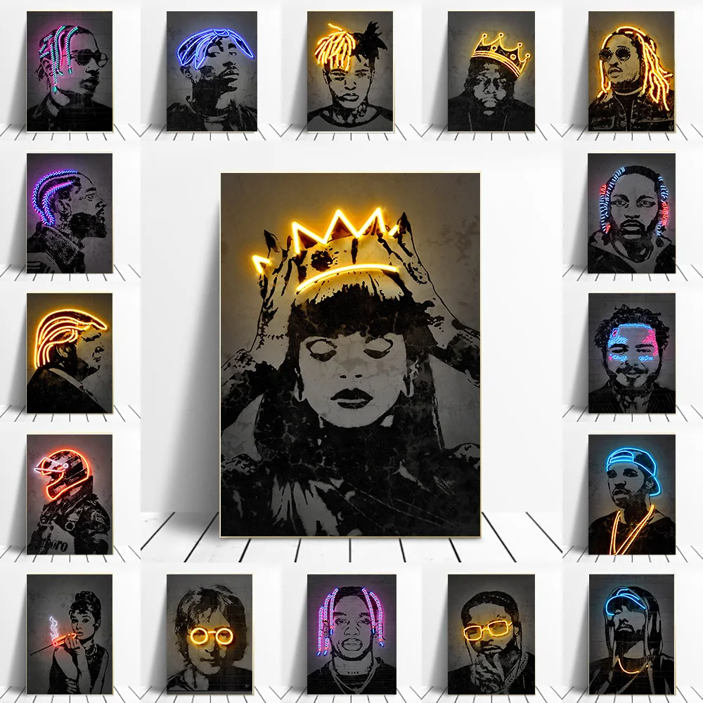 Neon-Street-Graffiti-Poster-Travis-Scott-Canvas-Painting-Music-Star-Rap ...