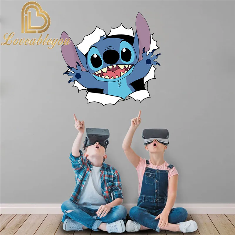 Pegatinas de pared de Disney Stitch, decoración de dibujos animados ...