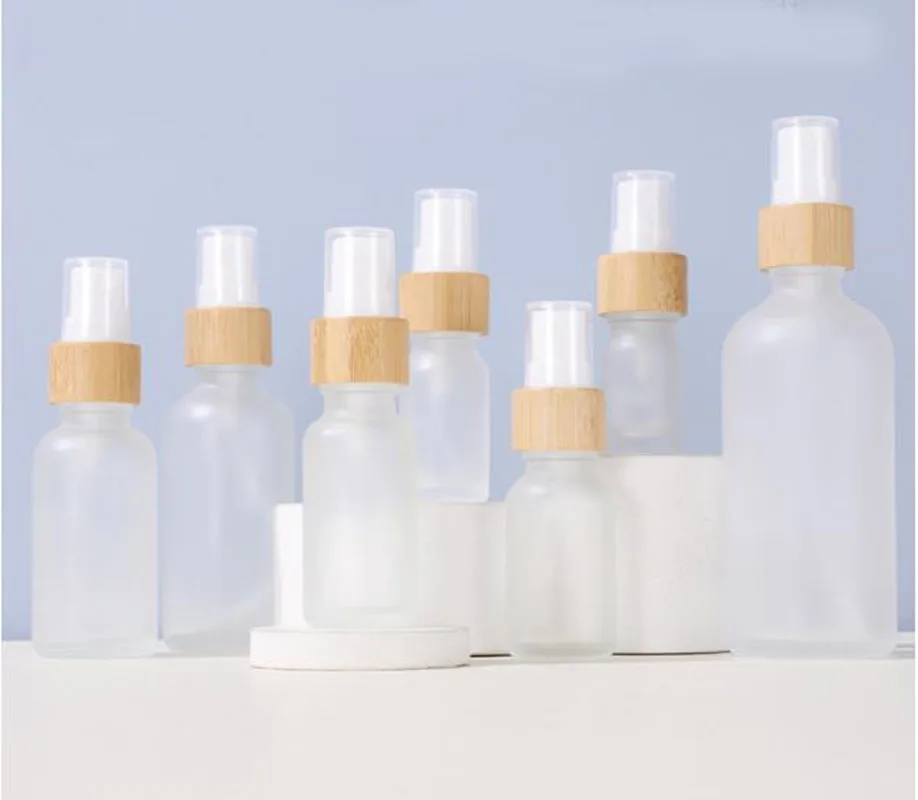 5X-10X-5ml-100ml-Frosted-Spray-Bottles-with-Bamboo-Fine-Mist-Sprayer ...