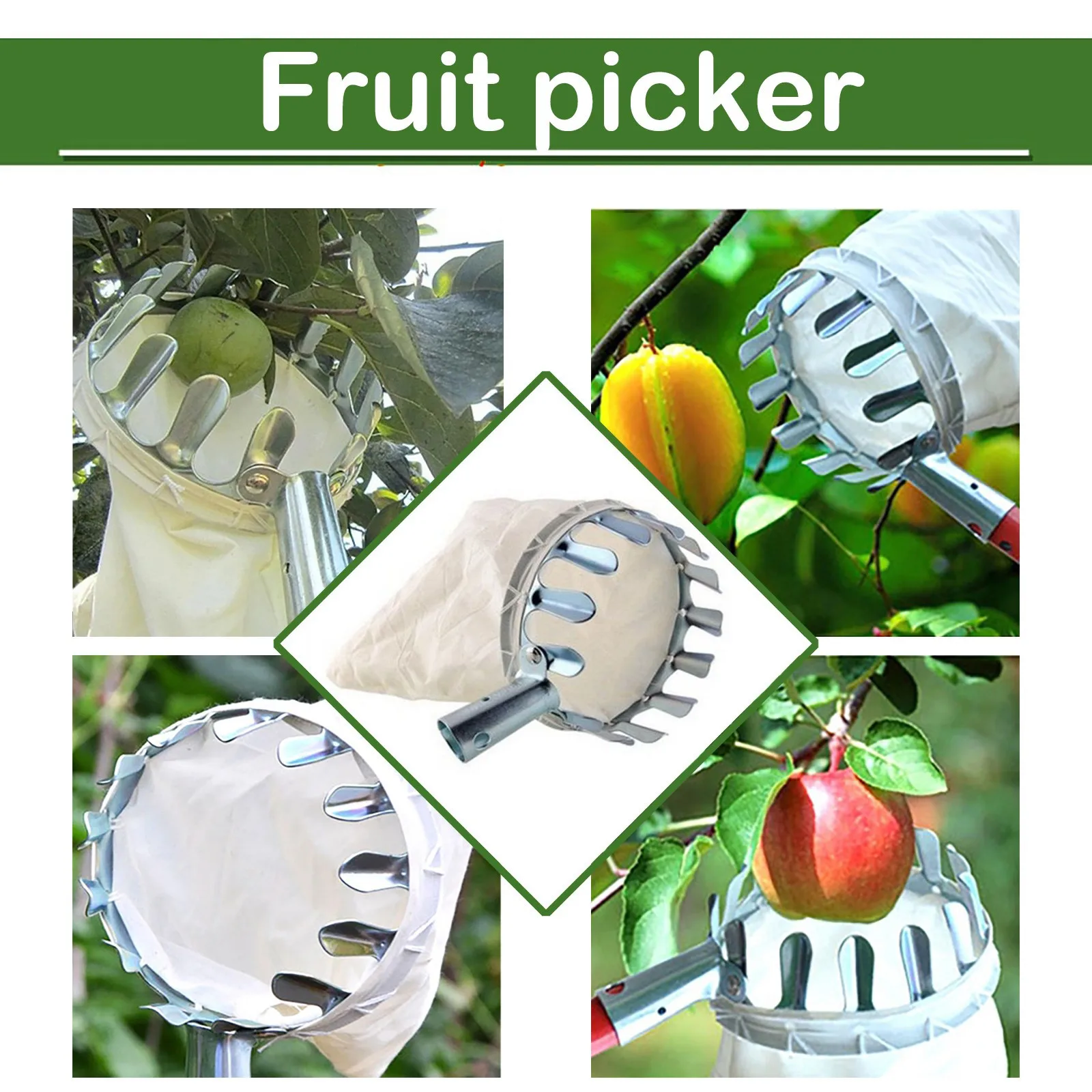 Metal Fruit Picking Head Portable Fruit Picking Garden Tools High Tree ...