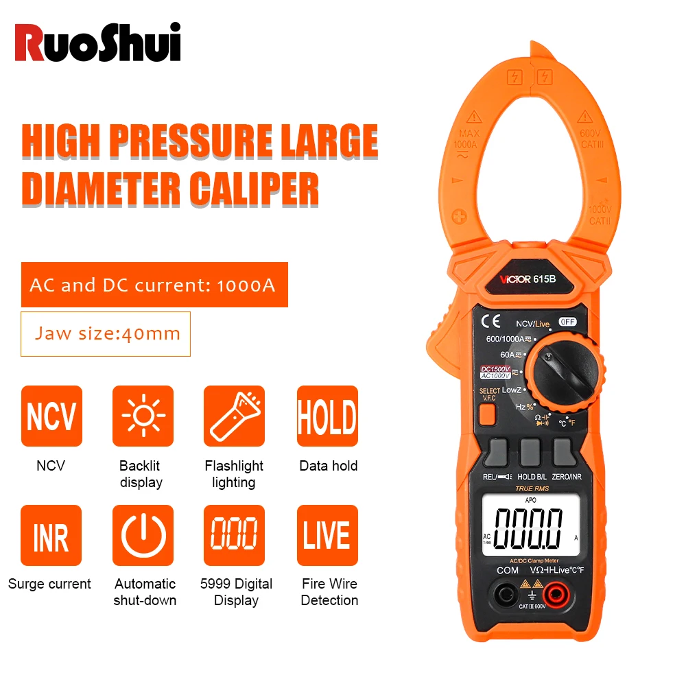 Victor-615B-Digital-Clamp-Multimeter-DC-1500V-Intelligent-Voltage ...