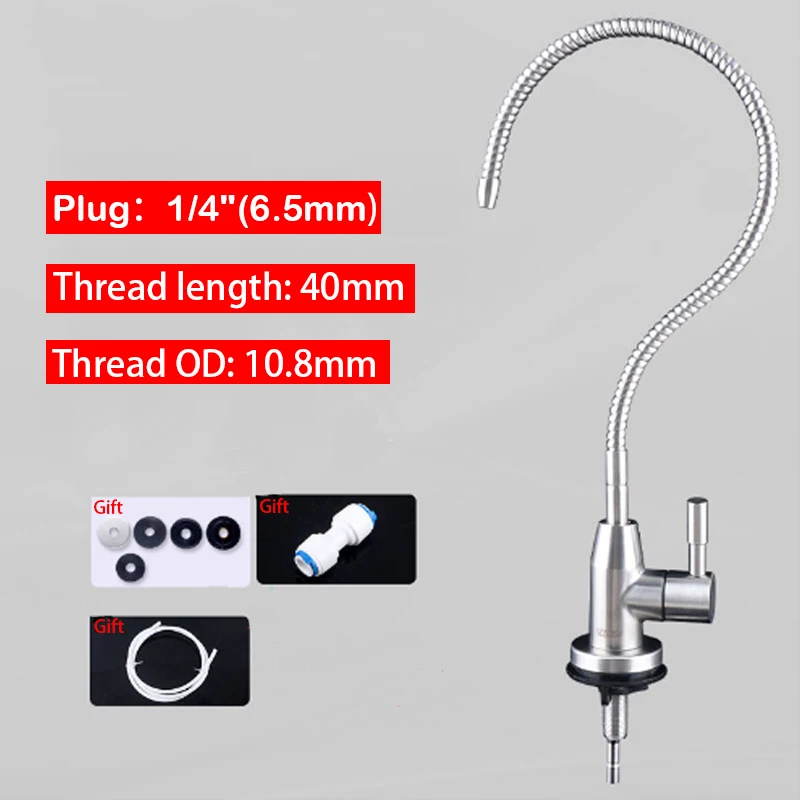 Universal Gooseneck Water Purifier Faucet 1/4" Pe Quick Connect 304 ...