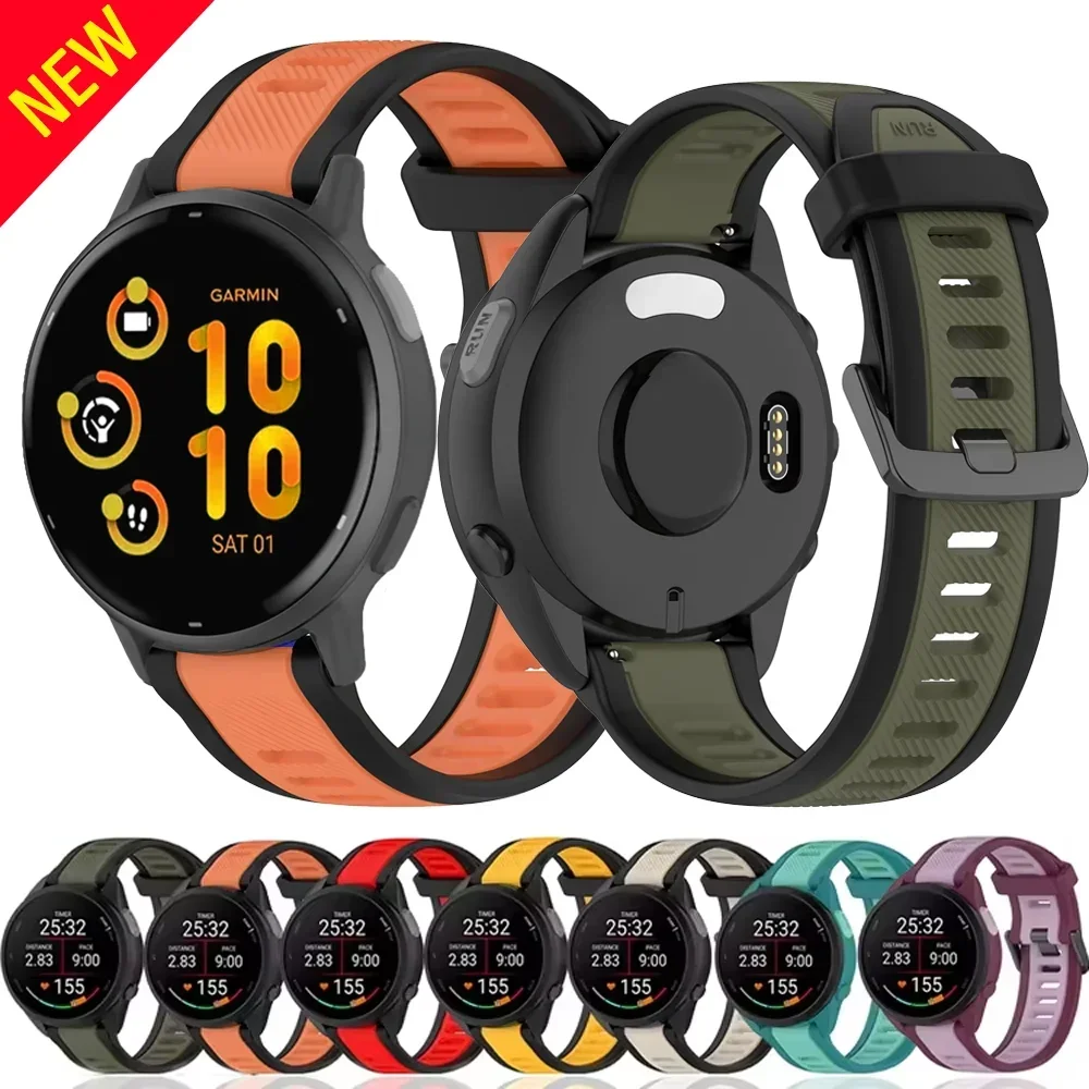 18mm 20mm 22mm Official Silicone Strap for Garmin Forerunner 55 165 965 ...