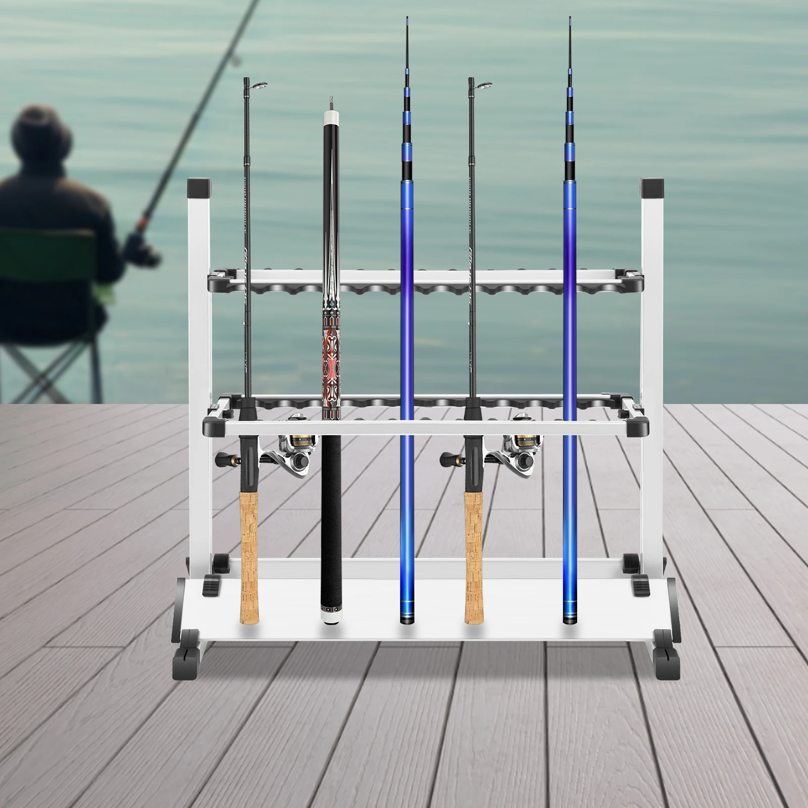 Fishing Rod Display Stand,Fishing Rod Rack,24 Slots to Hold Rods & Reel ...