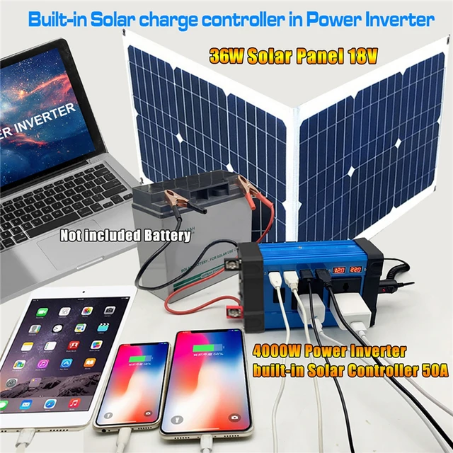 Kit Sistem Panel Surya Inverter Daya Mobil Peak 4000W 12V Hingga 110V ...