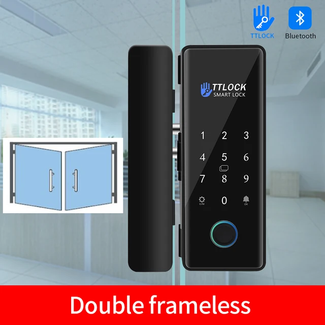 Digital Fingerprint Glass Door Lock Remote Control Bluetooth TTLock App ...