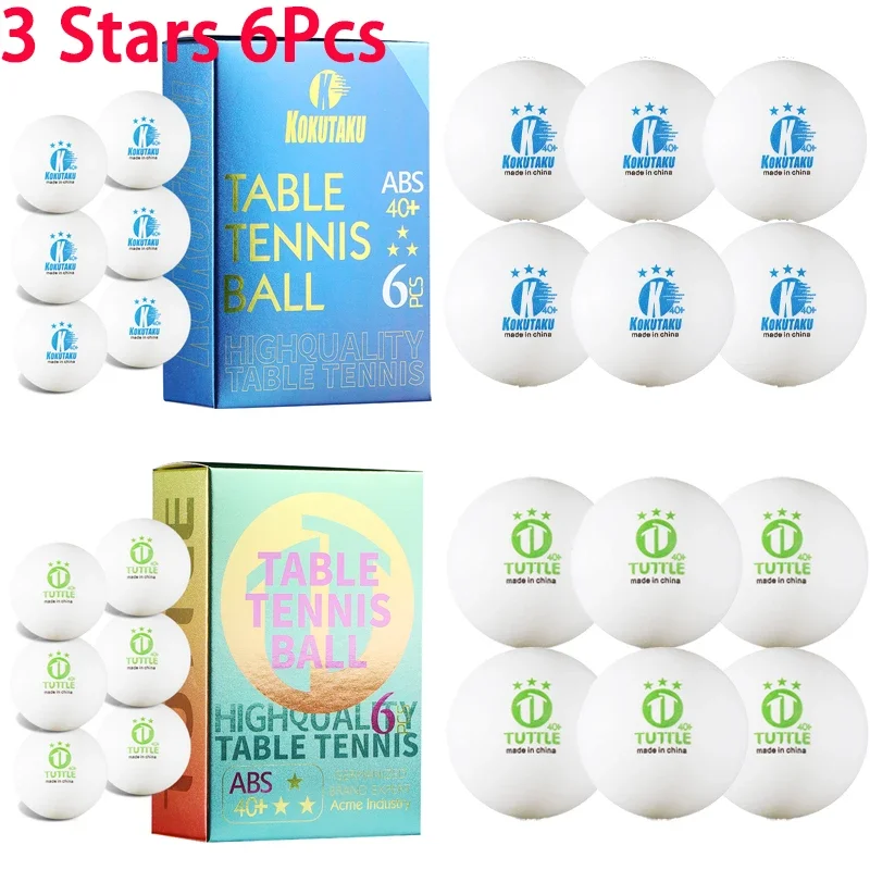 TUTTLE/Kokutaku 3Stars 6Pcs/Box Table Tennis Balls New Material ABS40 ...