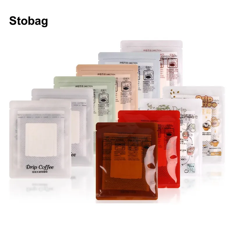StoBag 100pcs Color Transparent Drip Coffee Hanging Bag Clear Packaging ...