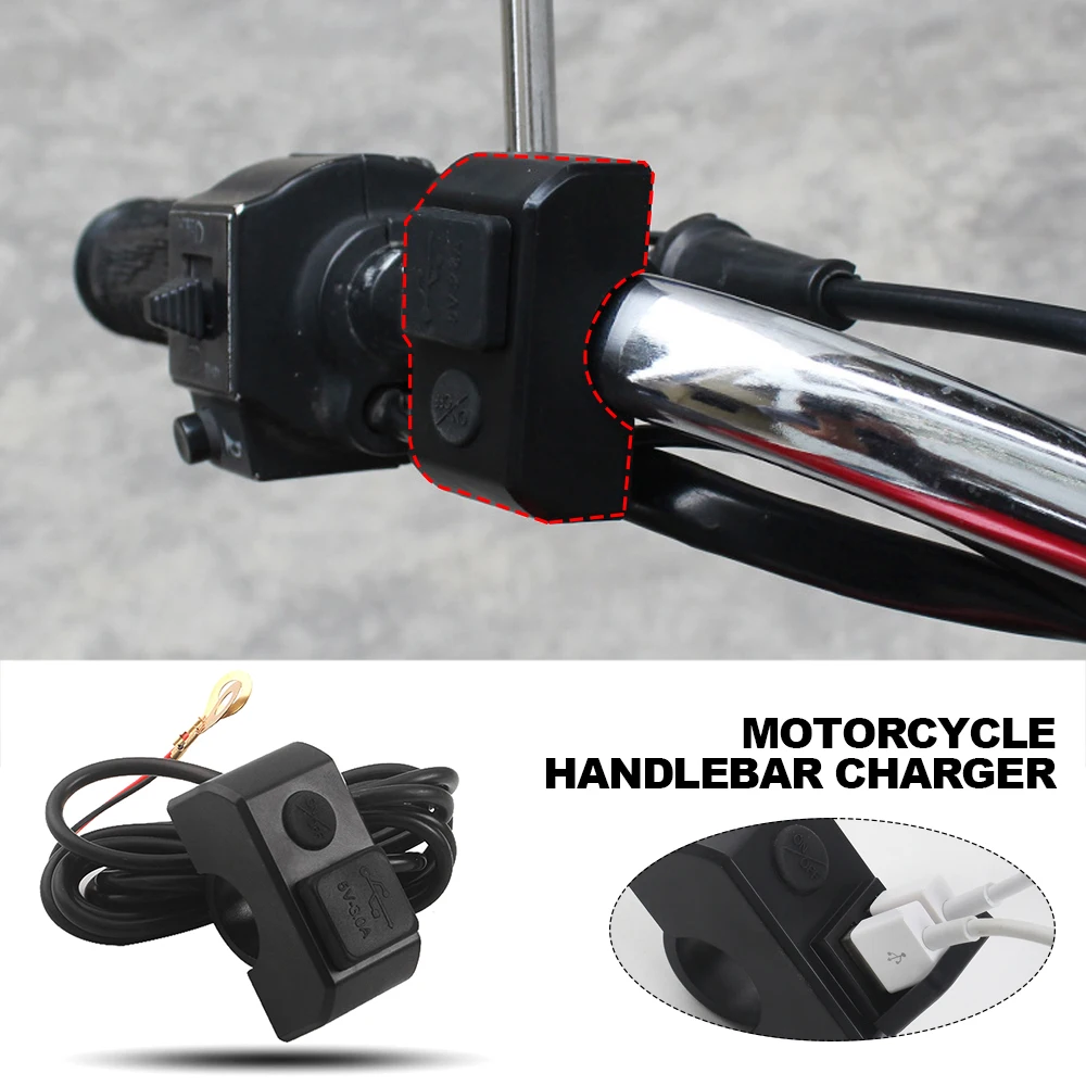 Motorcycle Dual USB Port Handlebar Charger 3A 12V To 5V Fast Charging ...