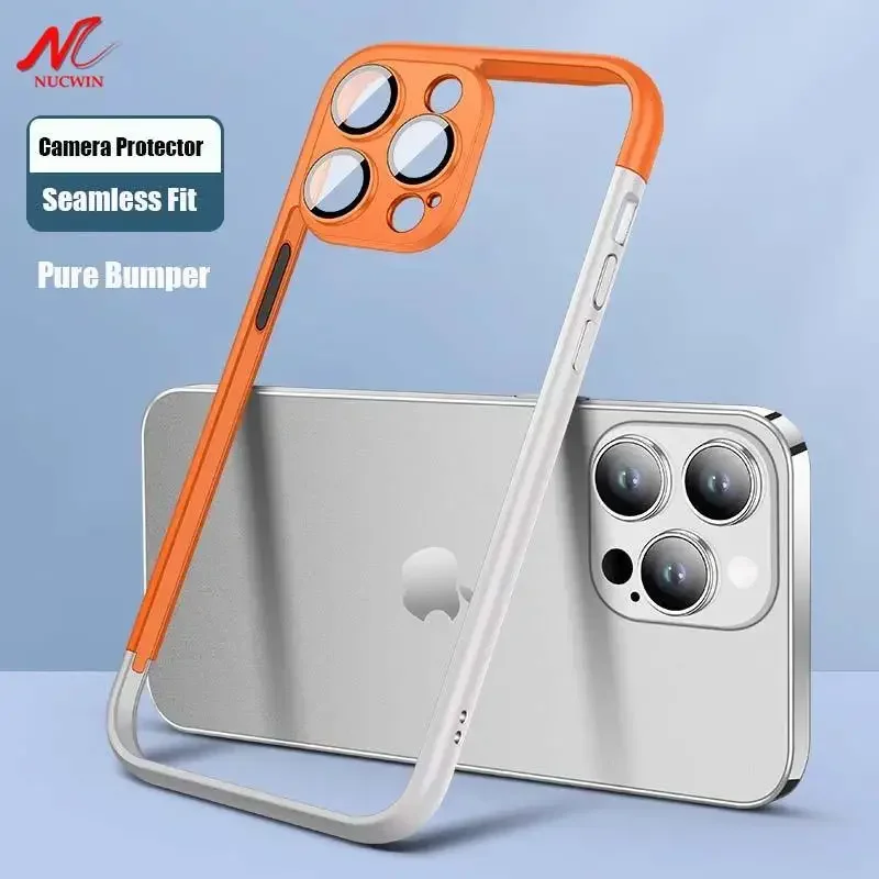 For-iPhone-15-Pro-Max-Bumper-Case-Pure-Frame-Glass-Camera-Protector ...