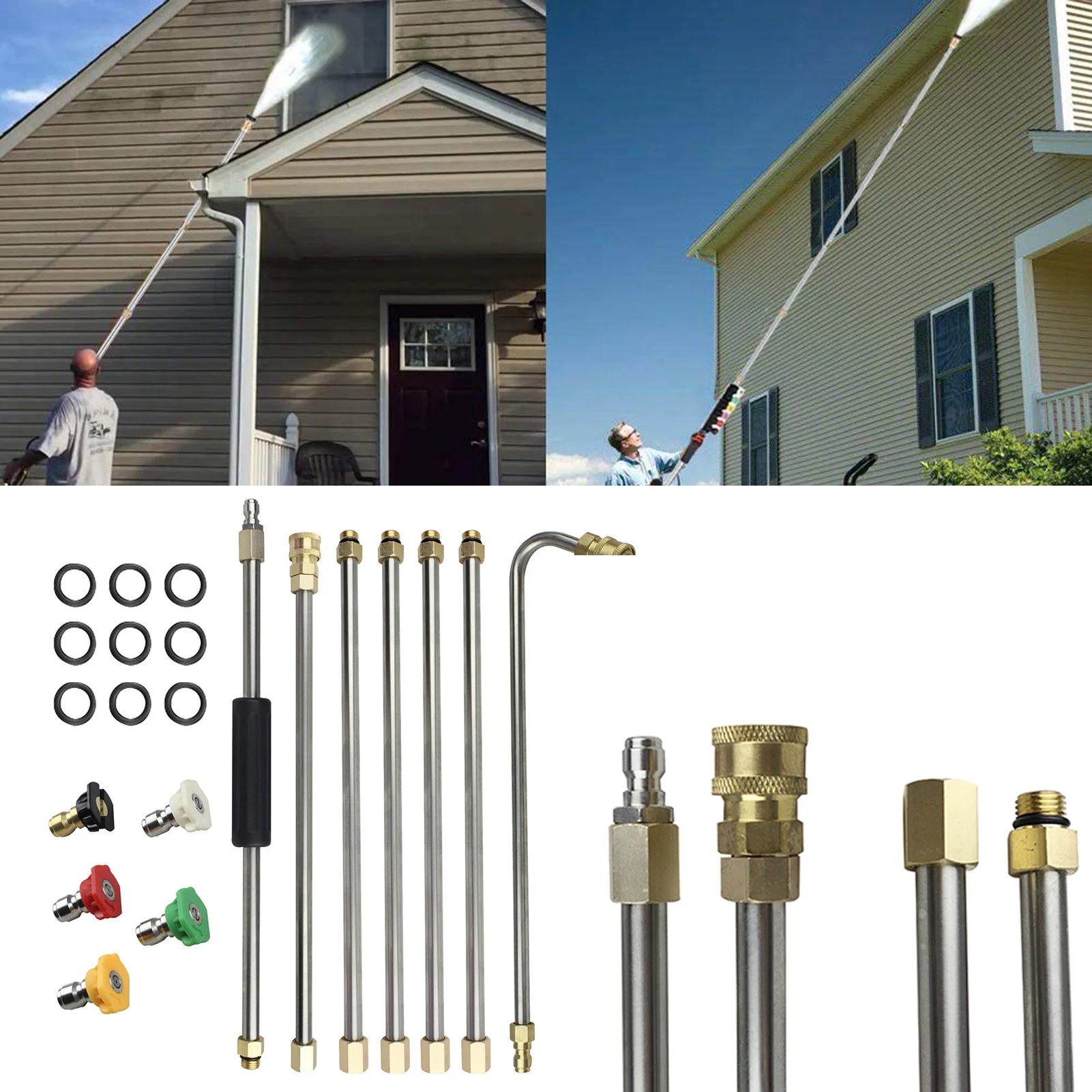 Power Washer Gutter Cleaning Tools Telescoping Replacement Lances Set ...