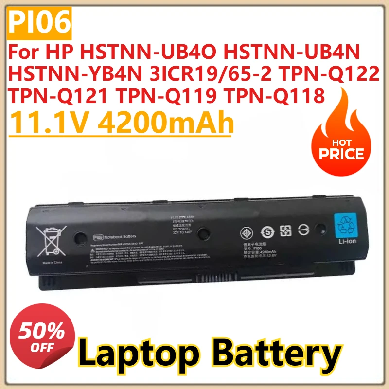 New PI06 Laptop battery 11.1V 4200mAh for HP HSTNN-UB4O HSTNN-UB4N ...