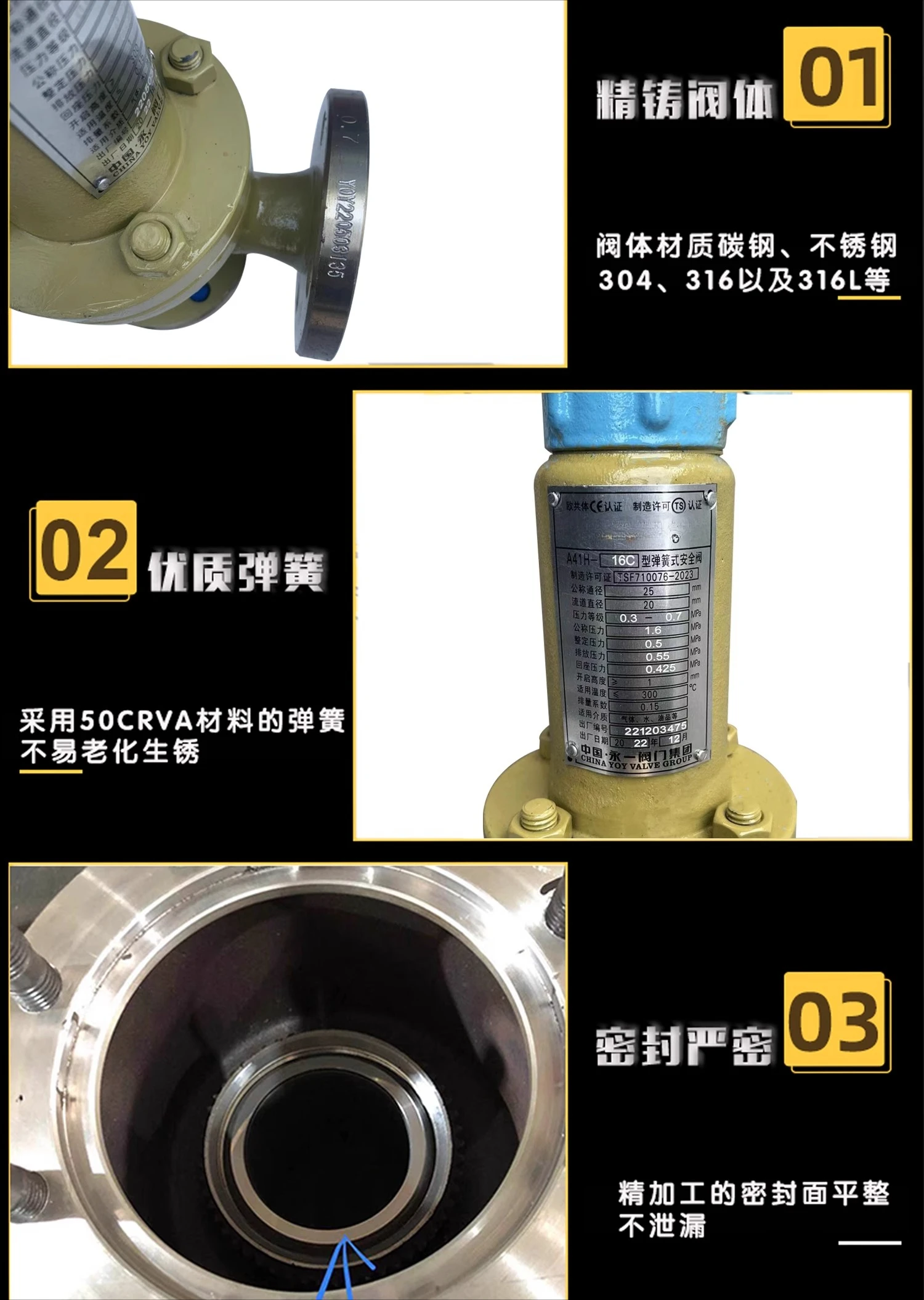 Предохранительный клапан A42Y-16C A41H-16C Пружинный предохранительный клапан Полный ...