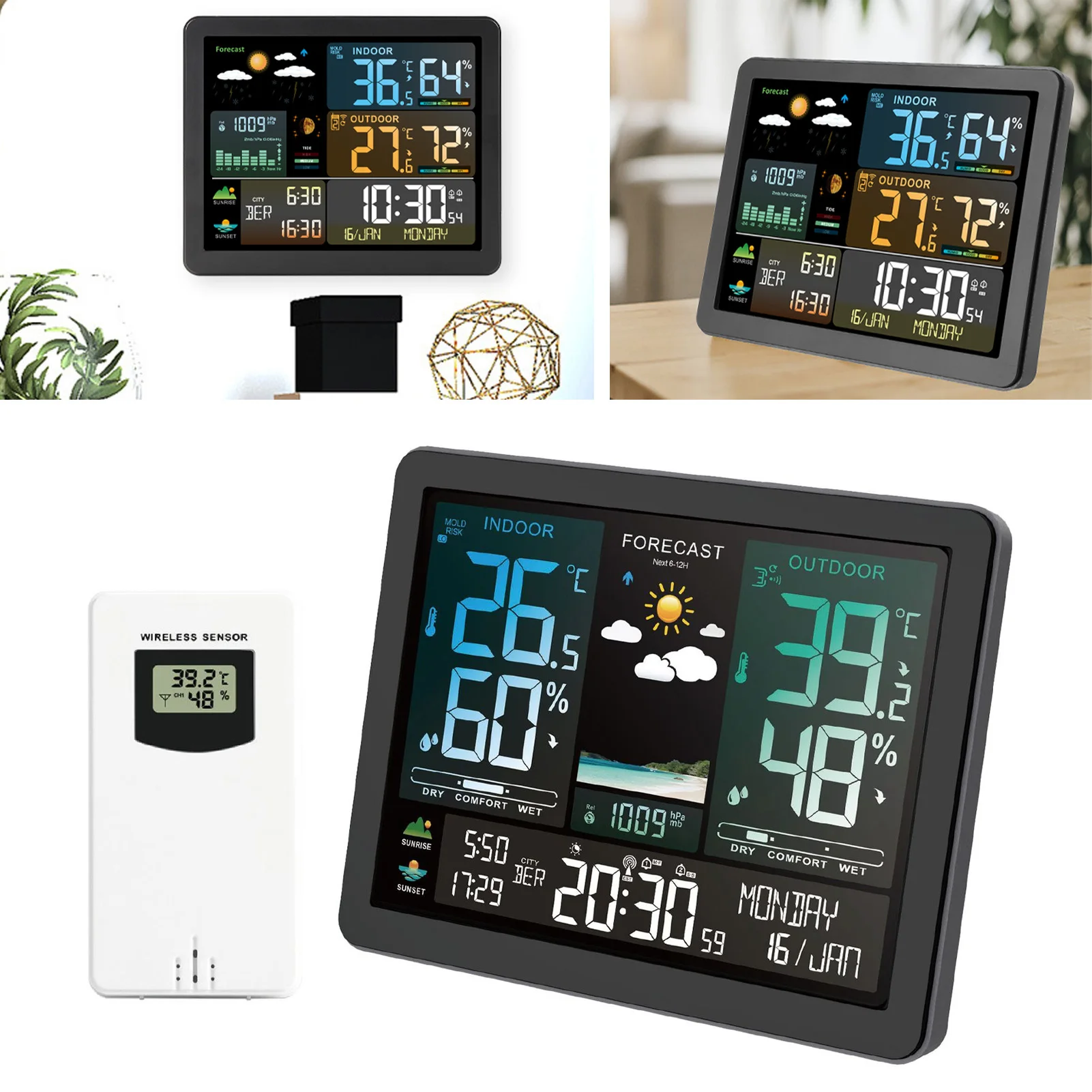 Wireless Weather Station Color Display Digital Temperature Humidity ...