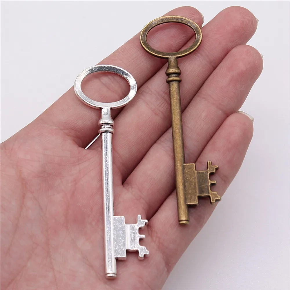 WYSIWYG 2pcs 79mm 2 Colors Antique Bronze Decorative Key Charm Key ...