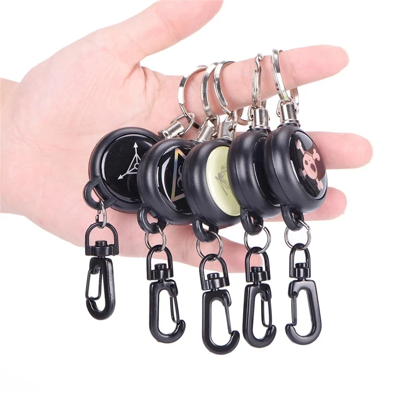 Elastic Steel Wire Pull Keychain Tag Card Holder Recoil Belt Metal ...