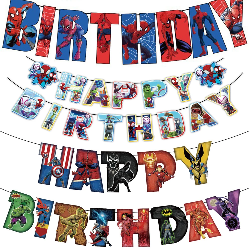 Banderines-con-tem-tica-de-Superh-roes-para-ni-os-decoraciones-de ...