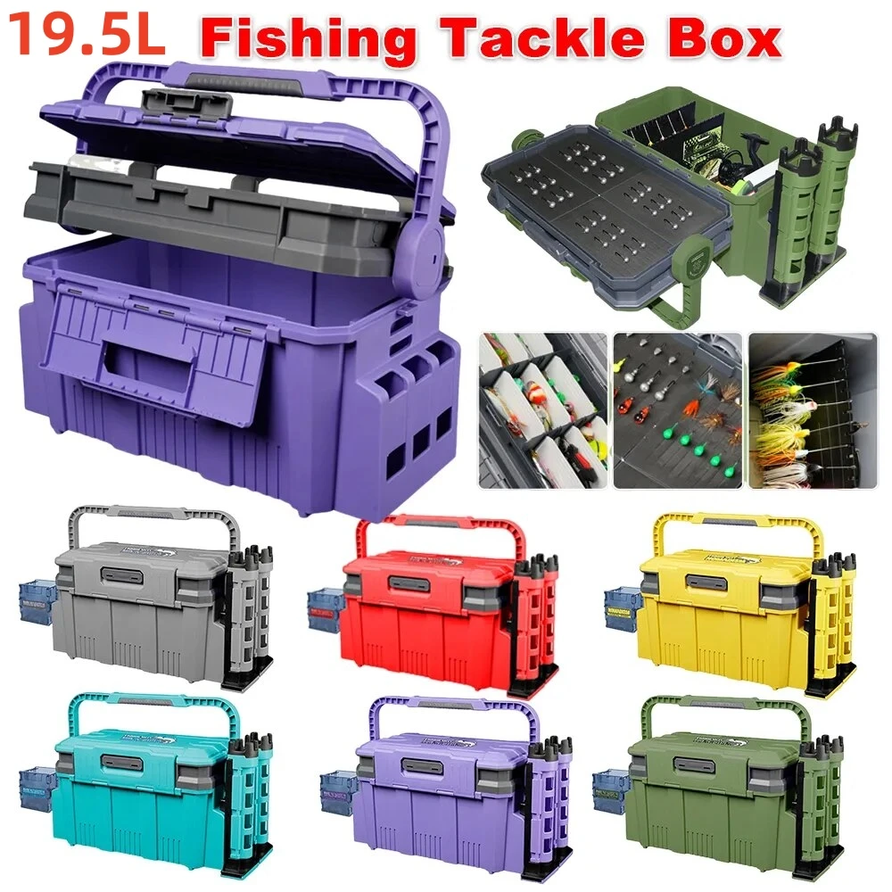 Large-Fishing-Tackle-Box-19-5L-Multifunction-Capacity-Stand-Rod-Holder ...