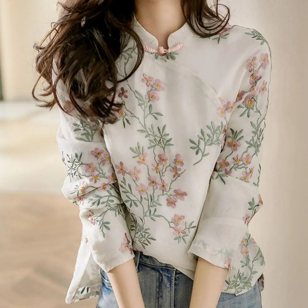 Women-Shirt-Chinese-Style-Embroidery-Elegant-Long-Sleeve-Cheongsam ...