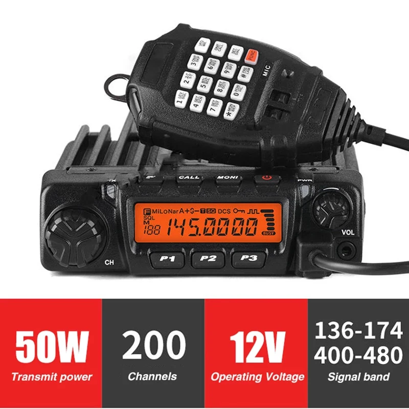 50W-Car-Mobile-Radio-200Channels-12V-LCD-Communication-HF-Transceiver ...