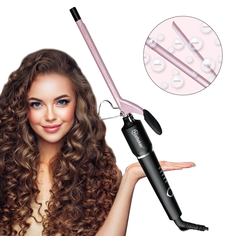 Hatteker 9mm Ion Hair Curler for Women Ultra-Fine Curling Iron 30s ...