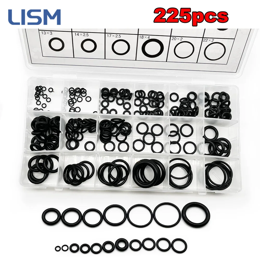 18-Sizes-225pcs-Rubber-O-Ring-Washer-Gasket-Automotive-Seals-Assortment ...