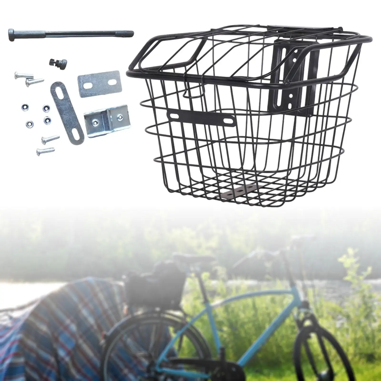Bicycle-Metal-Wire-Front-Rear-Basket-with-Lid-Generic-for-Mountain-Road ...