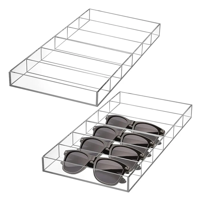 Clear-Acrylic-Sunglass-Holder-Display-Tray-With-6-Compartments-Drawer ...