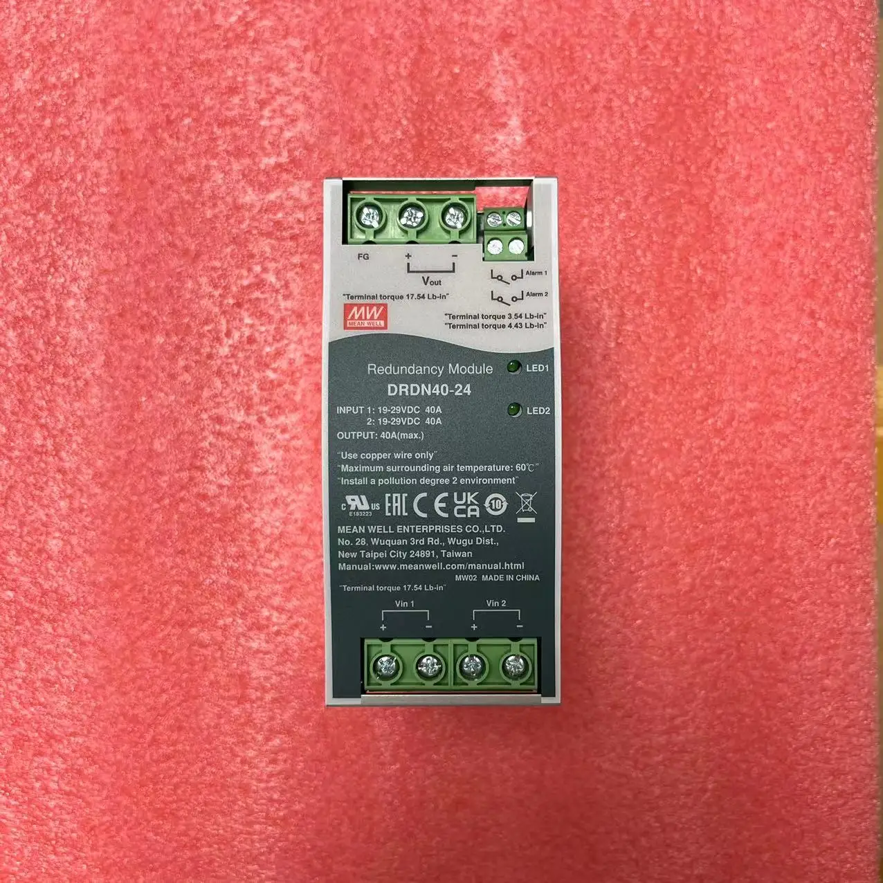 MEAN WELL DRDN40 Series DC12V 24V 48V 40A Redundancy Module DIN Rail ...