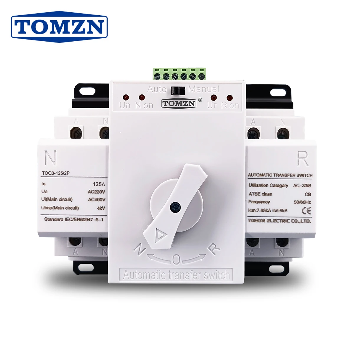 Ats 2p 125a 230v Mcb Type Dual Power Automatic Transfer Switch Tomzn Toq3-2p/125 Pv City Power ...