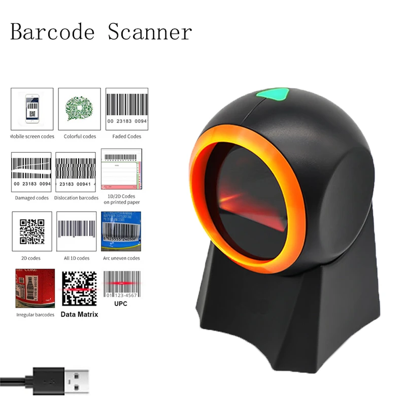 Omnidirectional Barcode Scanner 2D Desktop Automatic 1D 2D QR code Data ...