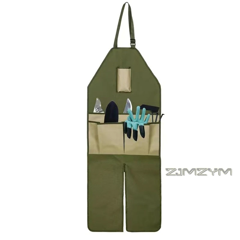 Extended-Garden-Leg-Protection-Apron-Multi-pocket-Oxford-Color-Matching ...