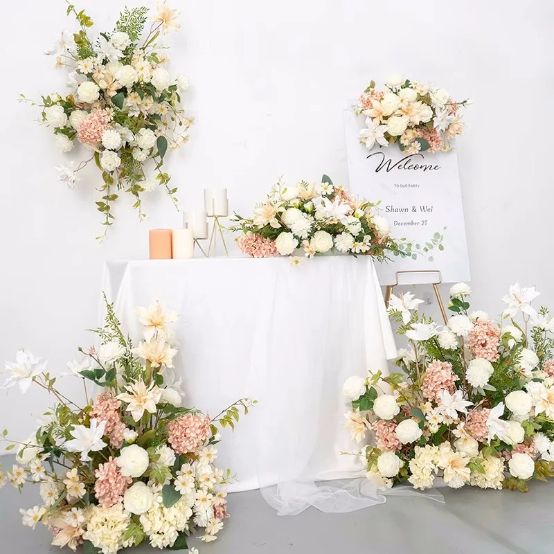 Champagne Artificial Wedding Flowers Row Wall Arrange Banquet Party ...