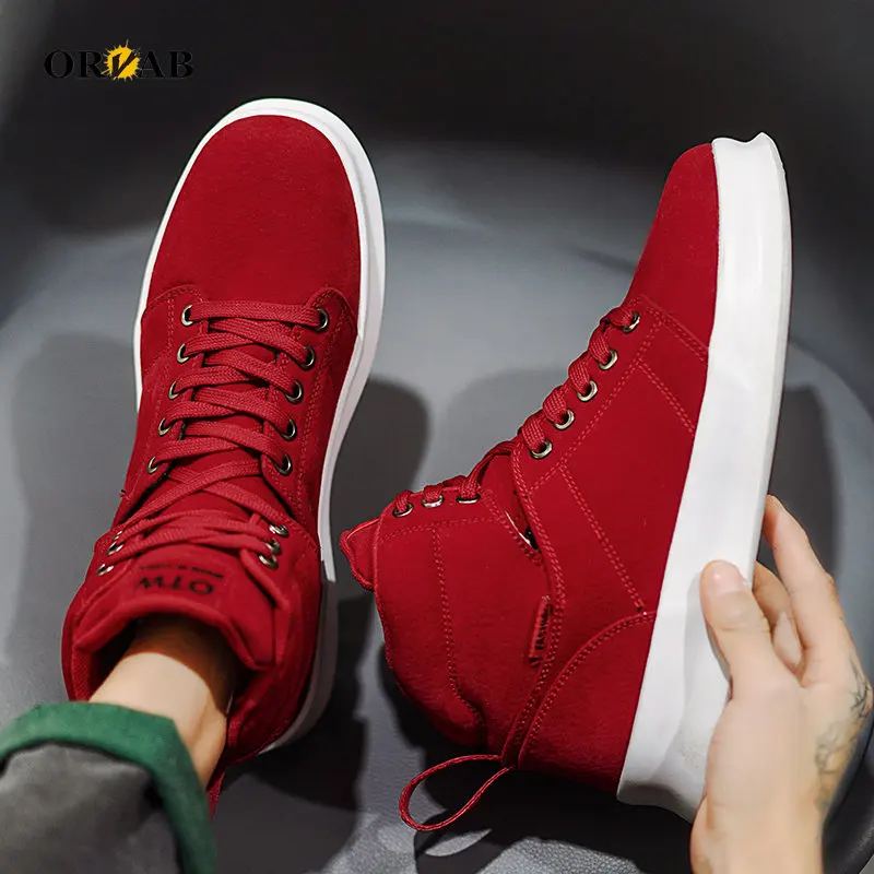 Black-Red-Shoes-Men-High-Tops-Soft-Comfortable-Fashion-High-Top ...