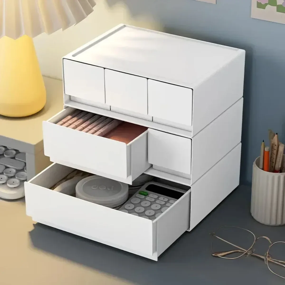 White-Storage-Drawer-Stackable-Desktop-Storage-Box-for-Office-Home ...