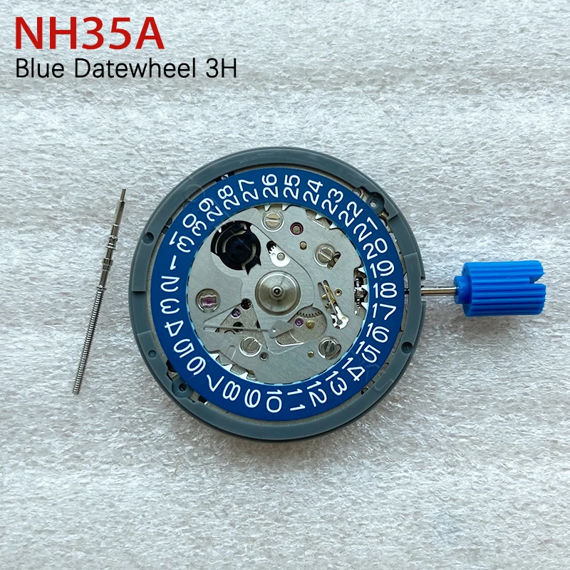 Japan NH35 Movement With Modified Blue With White Numbers Datewheel Fit ...